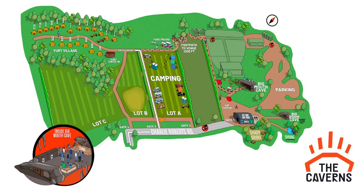 The Caverns Map | Venue, Campground & Yurt Village - The Caverns