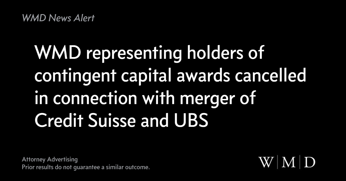 WMD Representing Holders of Contingent Capital Awards Cancelled in ...