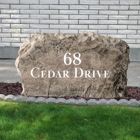 Engraved rock | Decorative boulders | Stone Signs - Boulder Designs