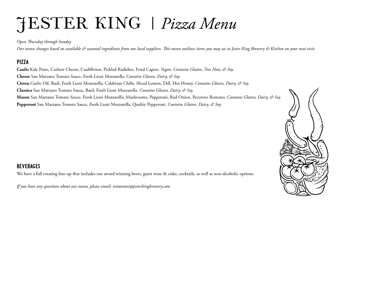 Jester King Brewery Tasting Room & Kitchen Menus
