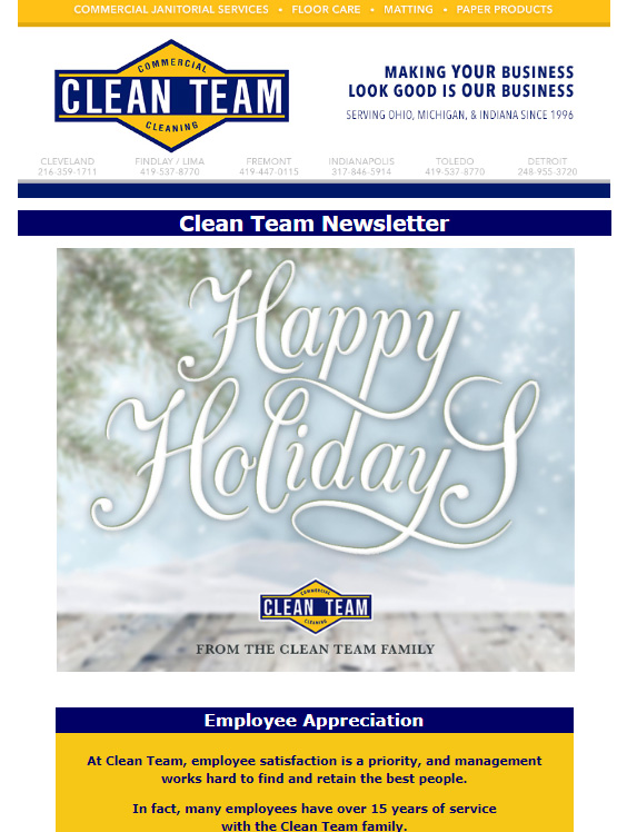 View Our Quarterly Newsletter - Clean Team