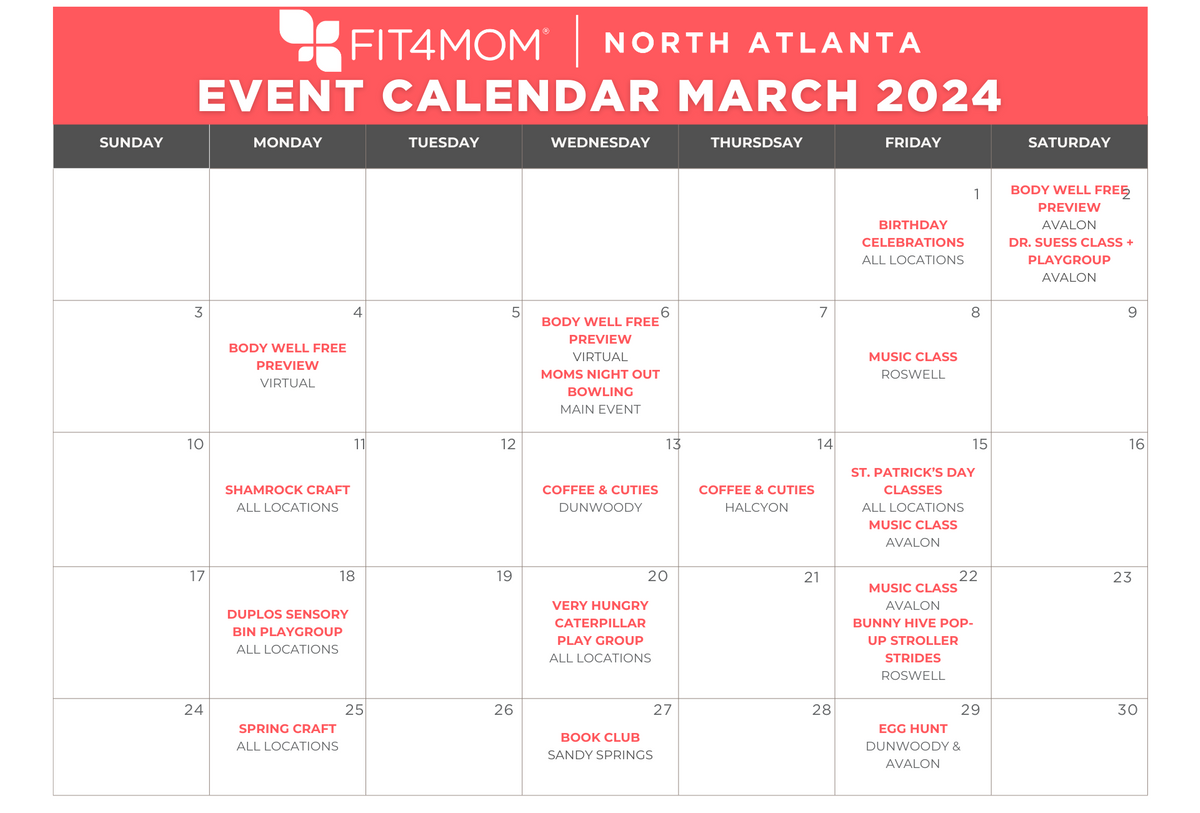 Events - FIT4MOM® North Atlanta